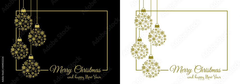 Merry Christmas text greeting card frame set with hanging christmas ...