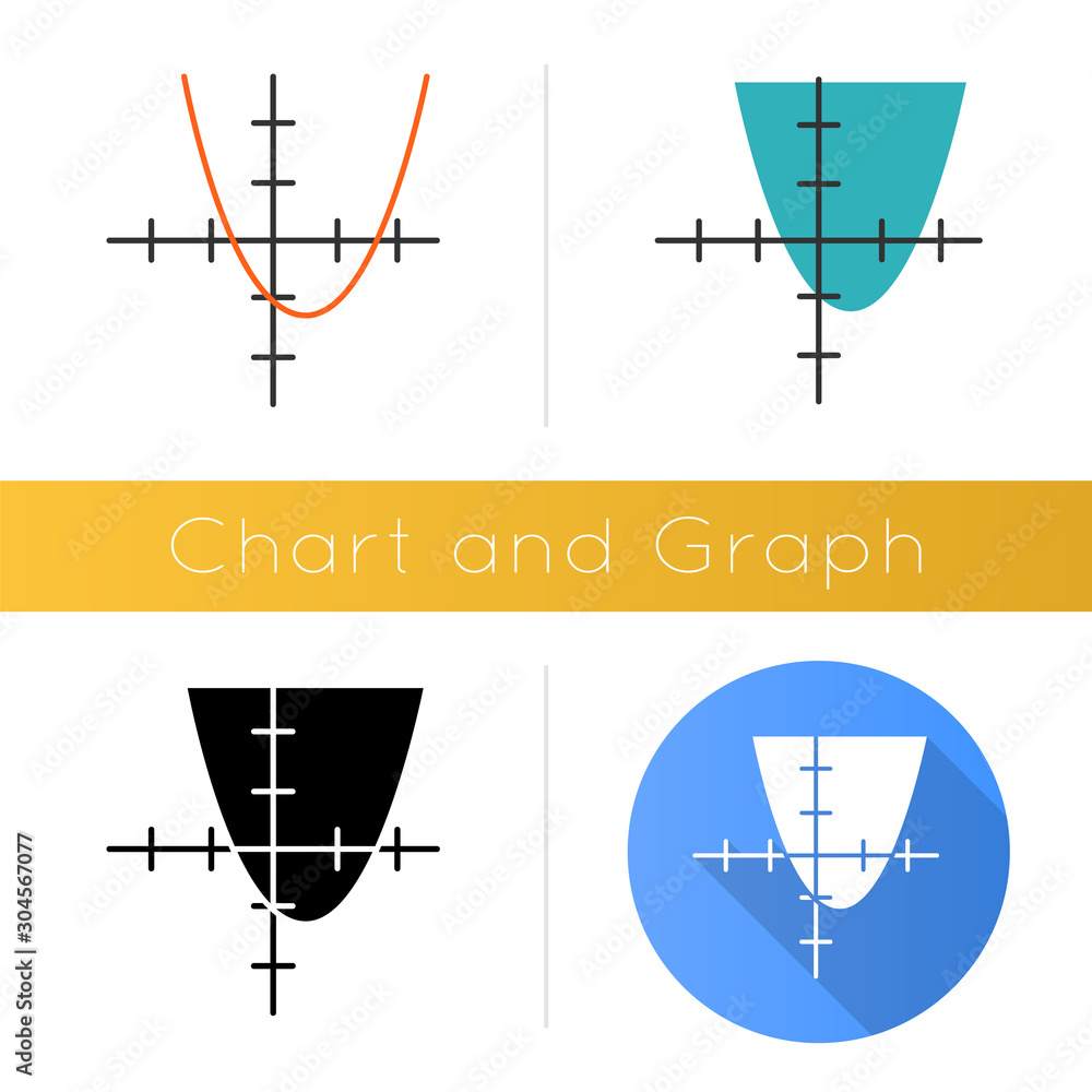 Function graph icon. Curve chart with increasing section. Trigonometry ...