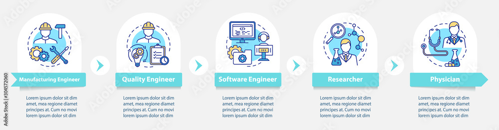 Bioengineering jobs vector infographic template. Physician. Business ...