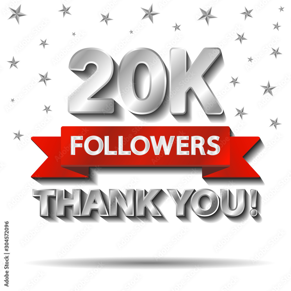 Thank you followers, thanks banner template. 20K, 20000 follower ...