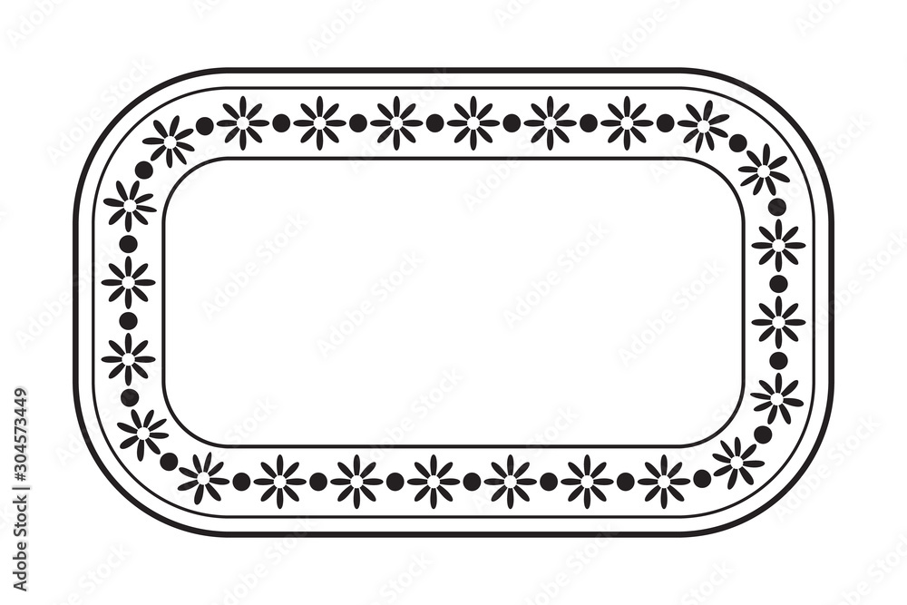 Empty blank vintage frame, romantic old style text box, floral border ...