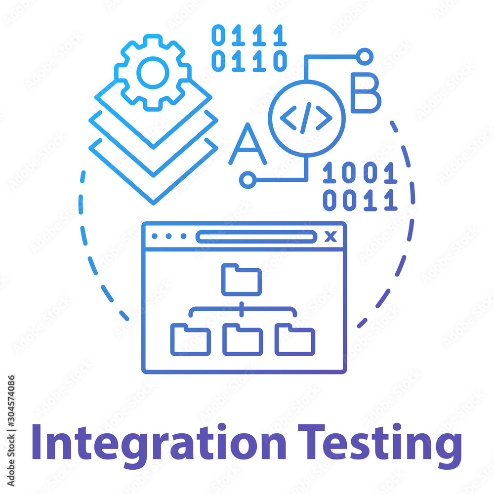 Integration testing concept icon. Software development stage idea thin ...