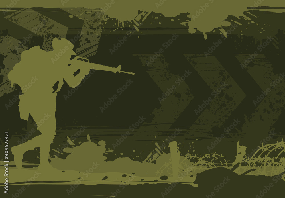 Military vector illustration, Army background, soldiers silhouettes ...