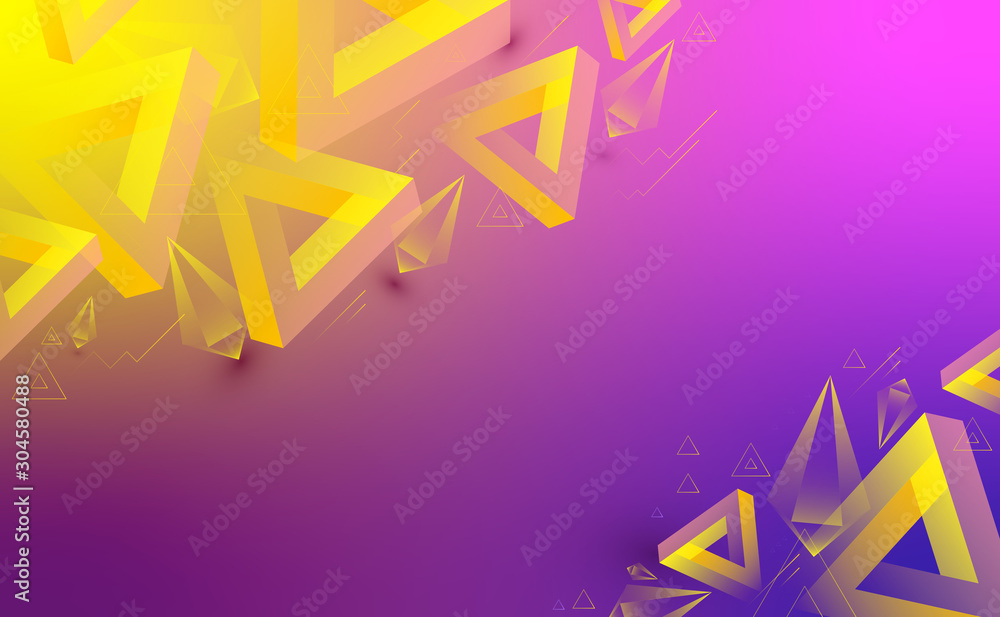abstract purple and yellow background with texture triangles shapes in ...