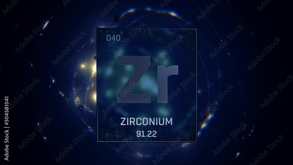 Zirconium as Element 40 of the Periodic Table. Seamlessly looping 3D ...