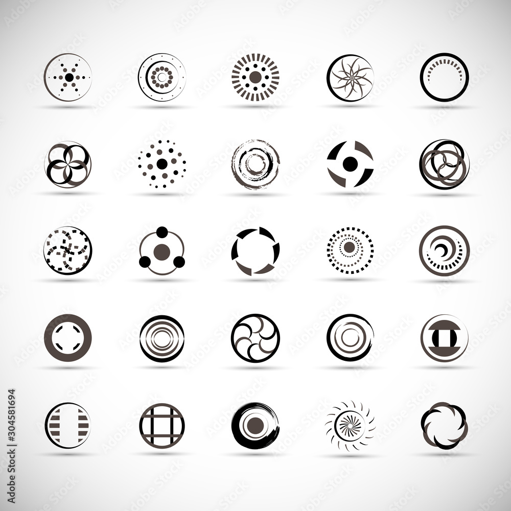 Abstract Circle Icon Set. Vector Isolated On Gray. Abstract Circle For ...