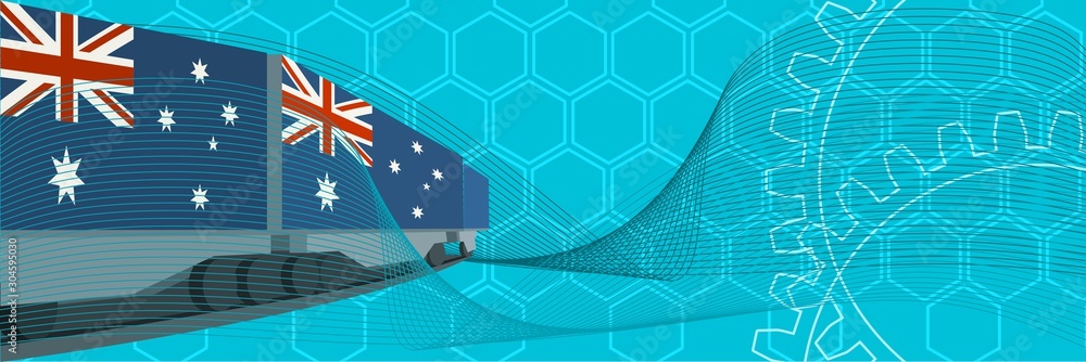 Train freight transportation. Cargo transit. Container textured by flag ...