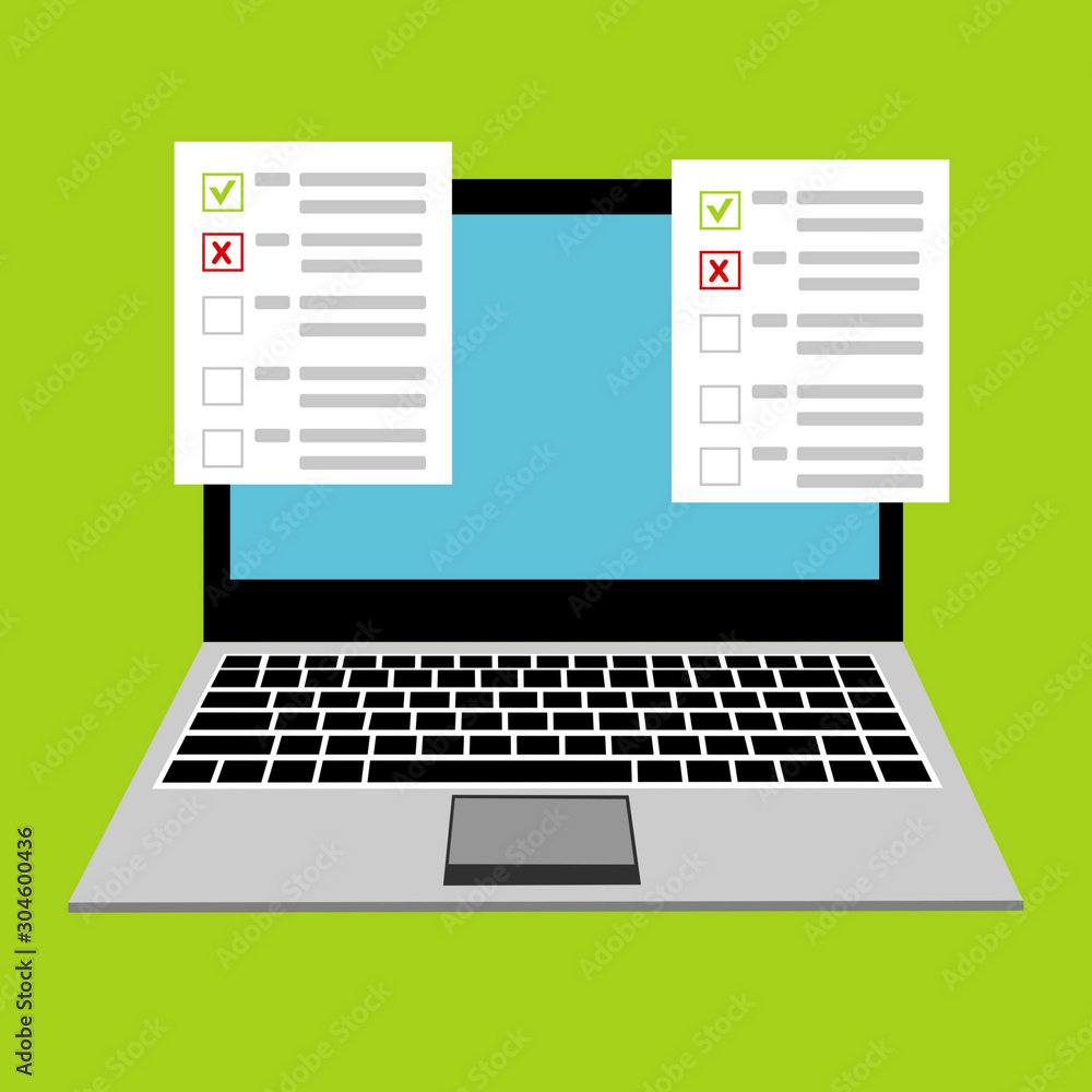 Online survey, form, checklist on computer screen. Vector illustration ...