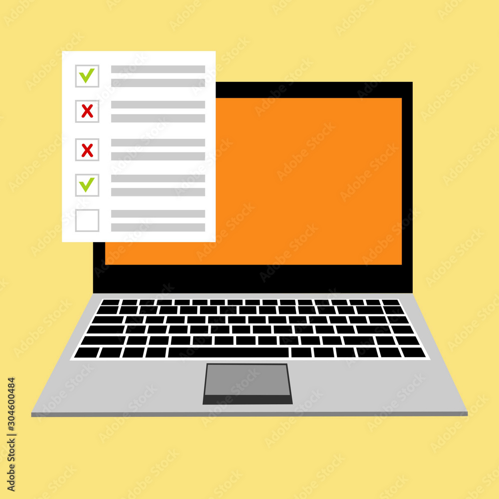 Online survey, form, checklist on computer screen. Vector illustration ...