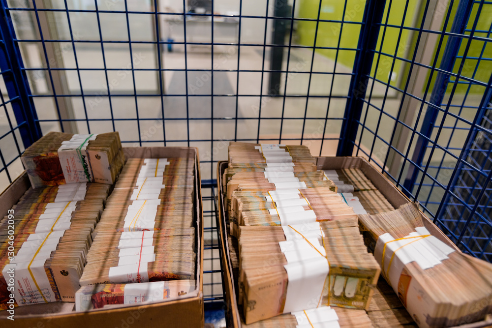 Cage for storage and trasportation of counted banknotes Stock Photo ...