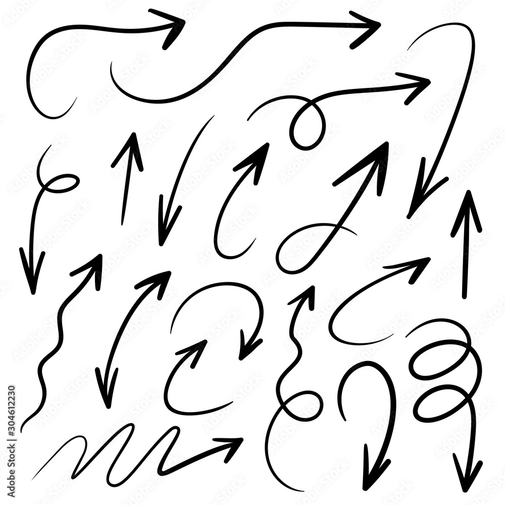 Arrows hand drawn vector set. Sketch arrow design for application ...
