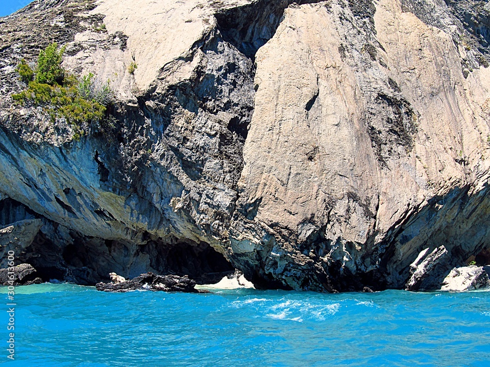 marble caves in Patagonia, General Carrera Lake, Chile. Beautiful ...