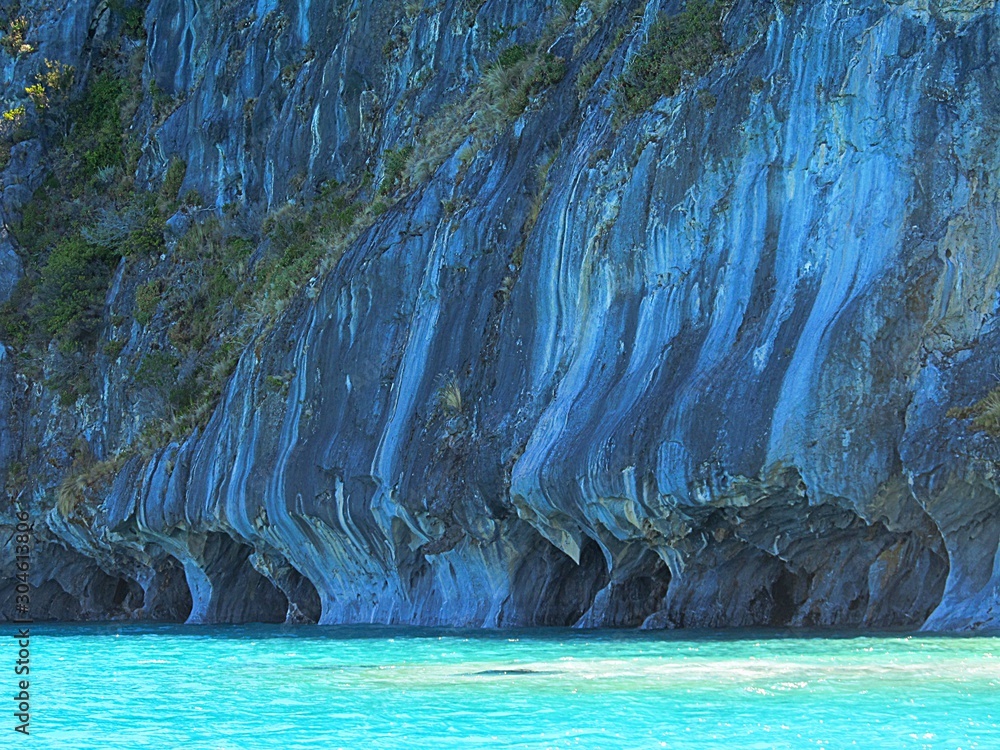 marble caves in Patagonia, General Carrera Lake, Chile. Beautiful ...