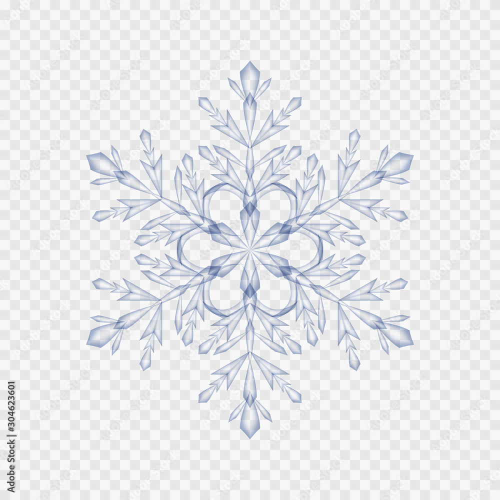 Crystal snowflake isolated on transparent background. Vector Christmas ...