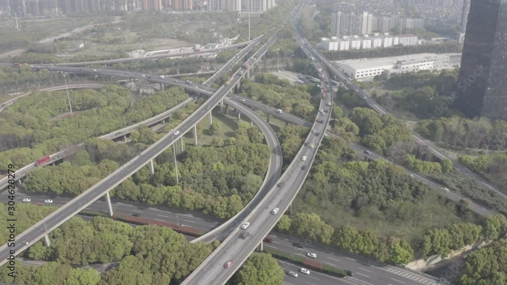 drone shot show spectacular elevated highway and complexity ...