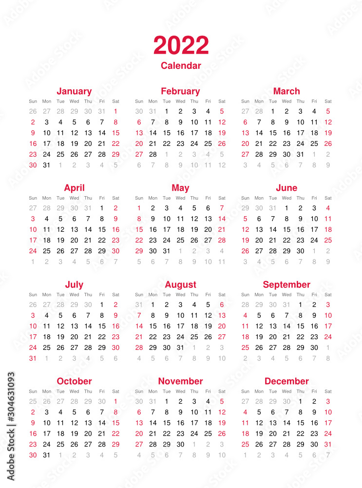 Saturday Calendar 2022