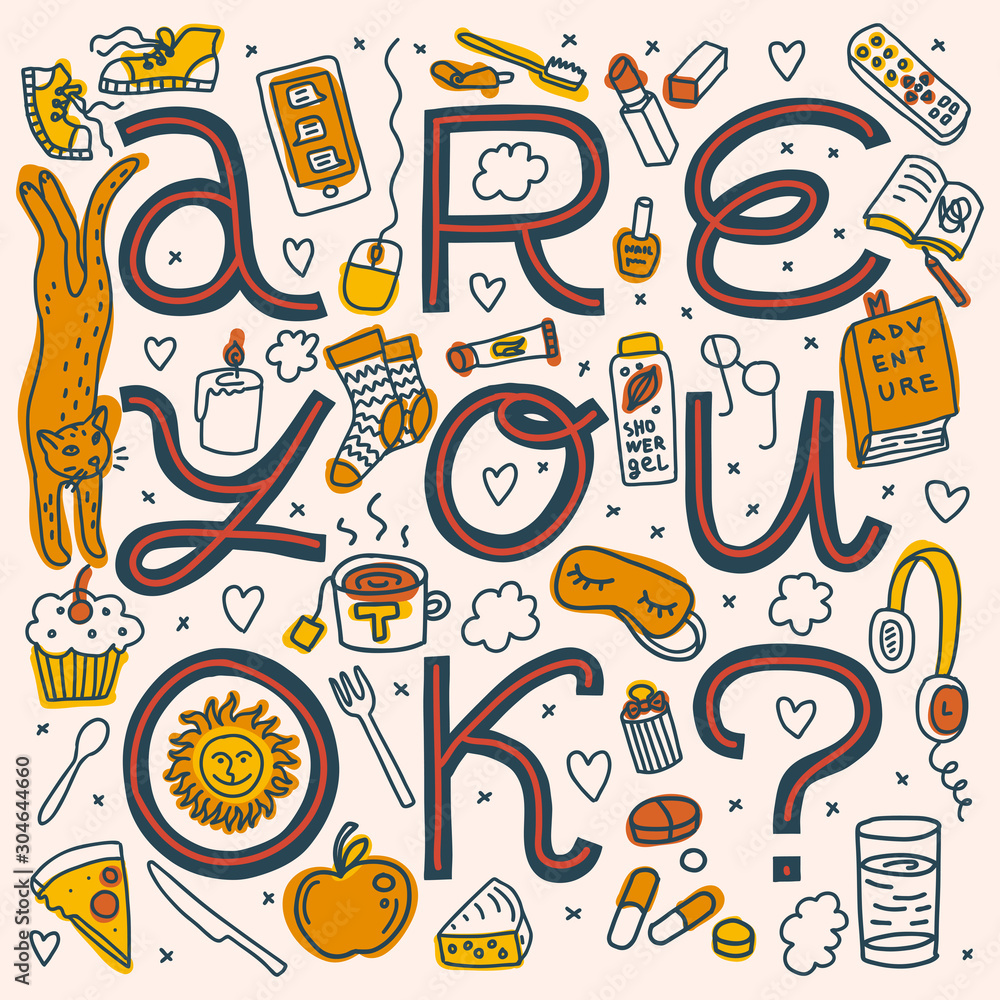 Are You OK? Square card, colored Stock Vector | Adobe Stock