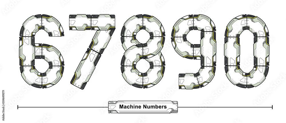 Numbers Typography Font Futuristic style in a set 67890 Stock Vector ...