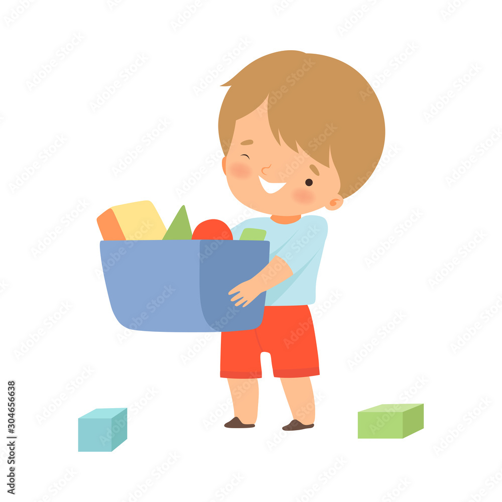 Children Picking Up Toys Clip Art