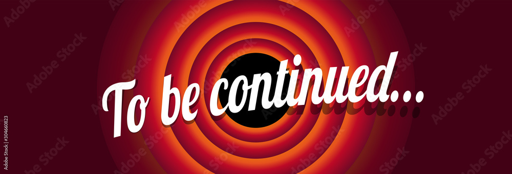 To be continued in French on red cartoon background Stock Vector ...