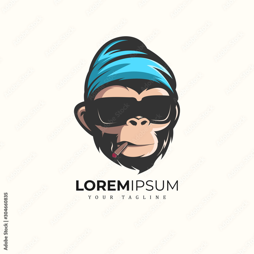 SMOKING MONKEY MASCOT LOGO VECTOR Stock Vector | Adobe Stock