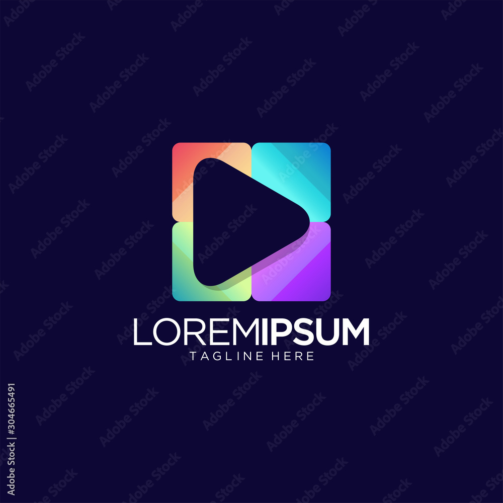 Colorful Play Button Logo Design Vector Template Stock Vector | Adobe Stock