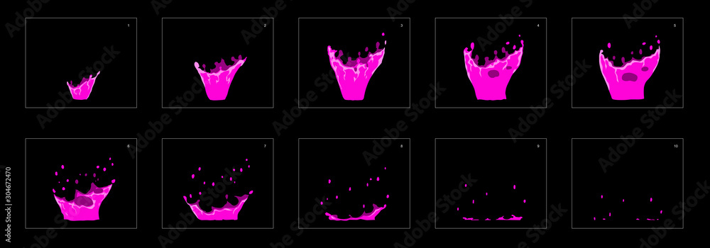 Dripping poison splash effect animation. poison splash drop frames ...