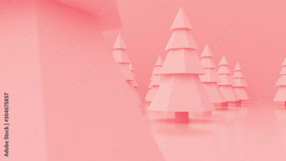 Abstract 3D Polygon Christmas Tree moving up from ground on different ...