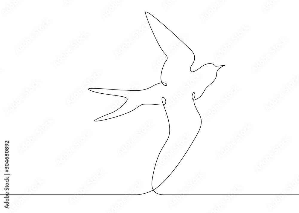continuous line drawing bird flying Stock Illustration | Adobe Stock