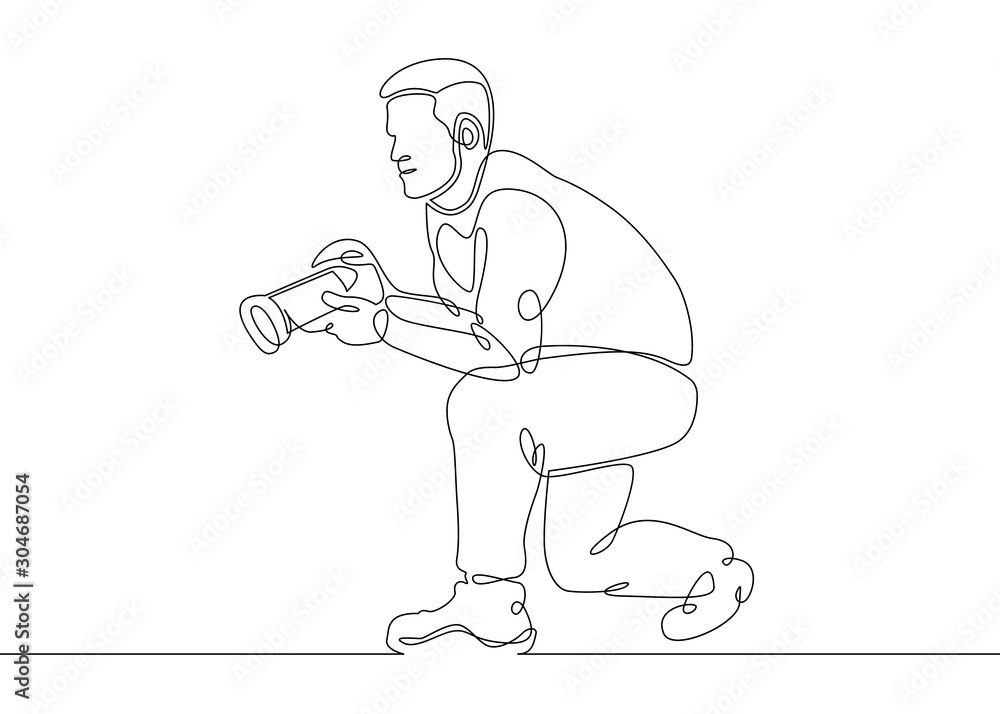 continuous line drawing photographer Stock Illustration | Adobe Stock
