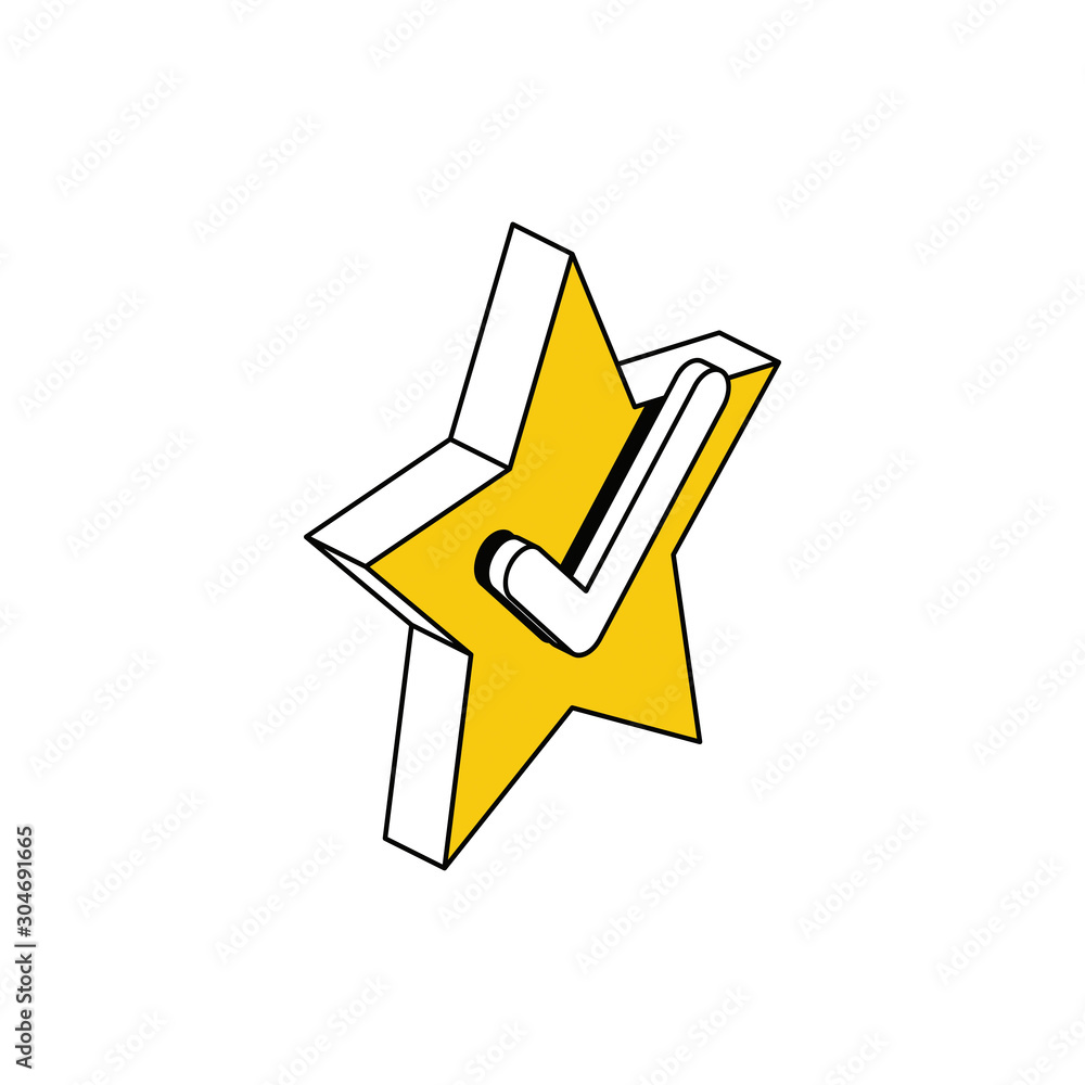 Star check mark. Vector 3d isometric, color web icon, new flat style ...