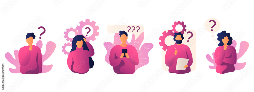 People profile with question marks talk bubbles. Stock Vector | Adobe Stock
