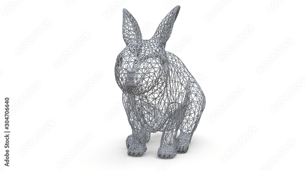 Three-dimensional model of a rabbit in the form of a spatial framework ...