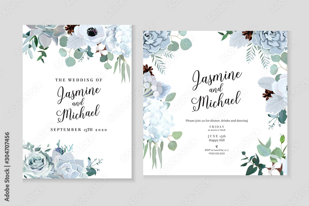 Winter grey and green jade color vector design cards. Stock Vector ...