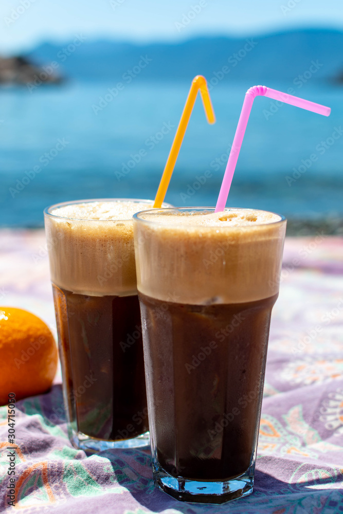 Fotografia do Stock: Traditional greek cold coffee Frappe made from ...
