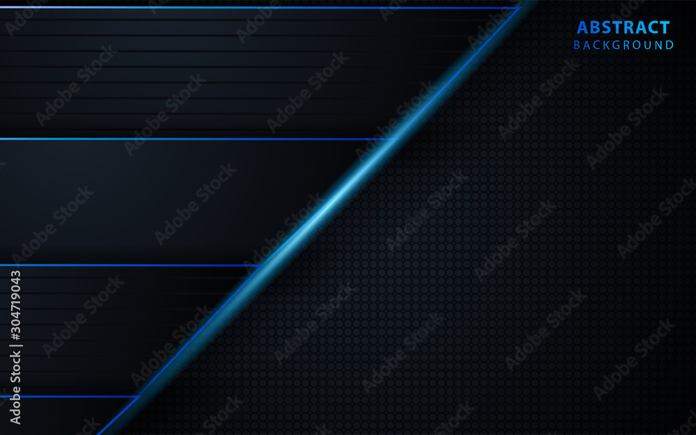 Abstract blue dimension on black texture background. Realistic overlap ...