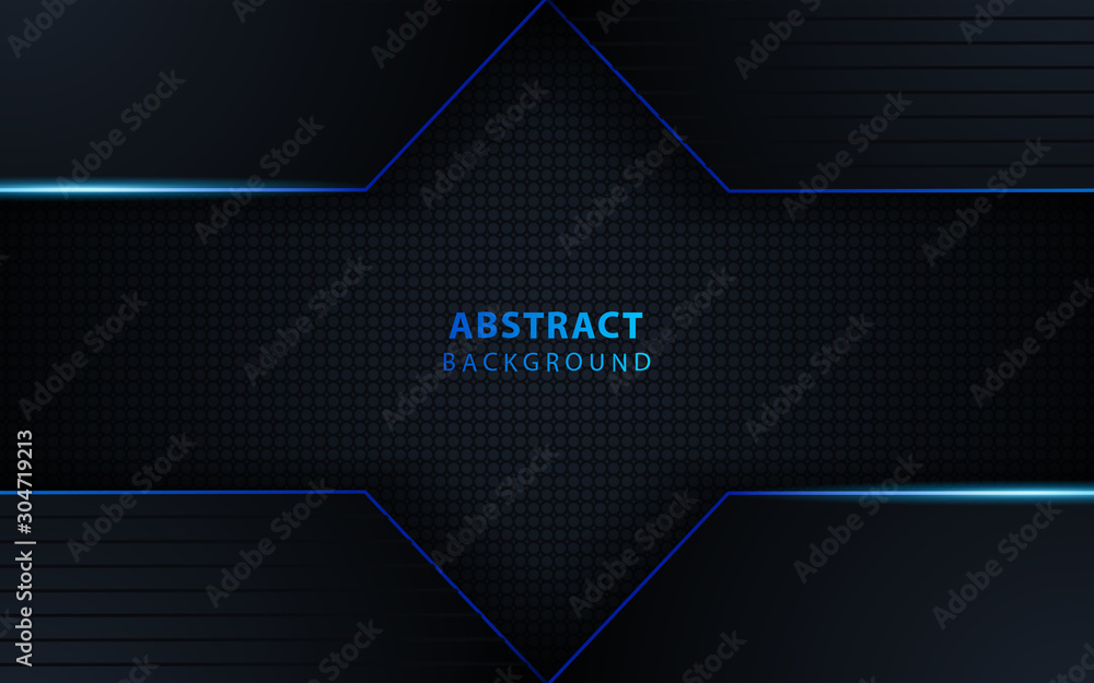 Abstract blue dimension on black texture background. Realistic overlap ...