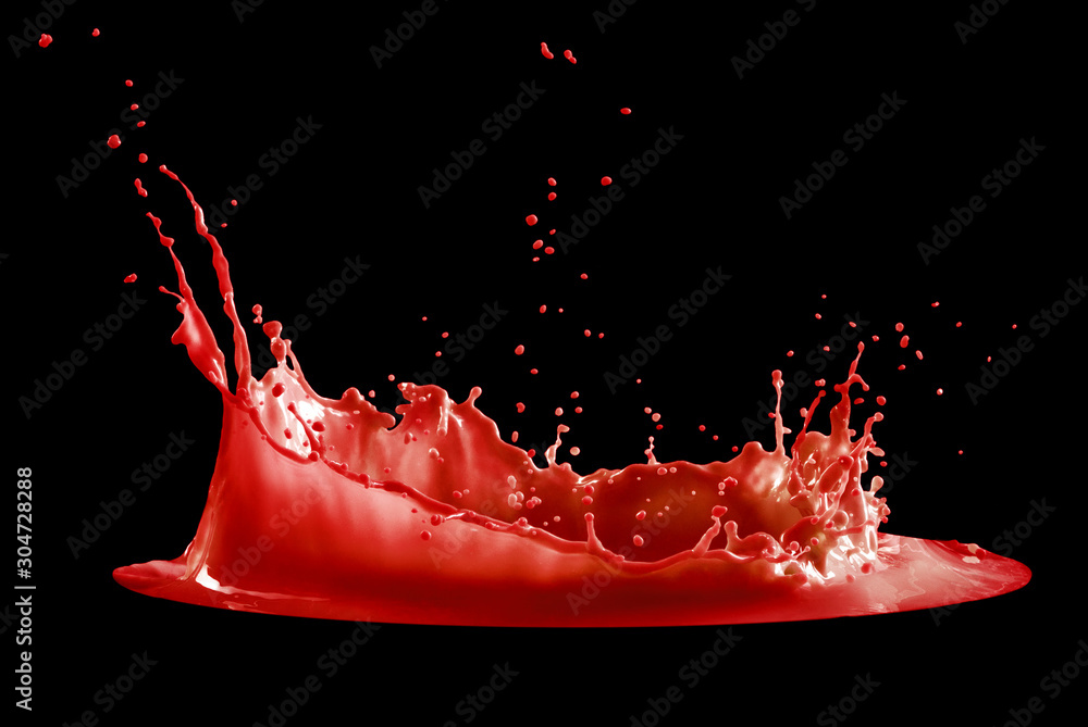 red paint splash isolated on black background Stock Illustration ...
