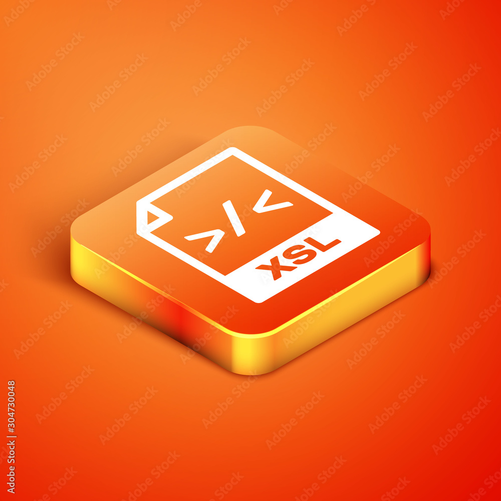 Isometric Xsl File Document Download Xsl Button Icon Isolated On