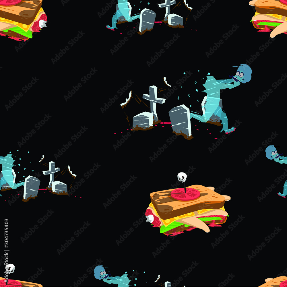 Deadly pattern for Halloween vector illustration. Comic cartoon fun and ...