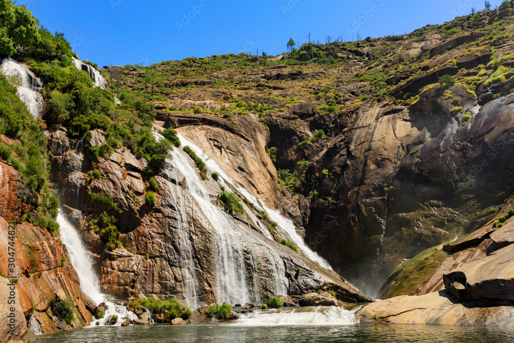 Cascada del Ezaro, one of the most beautiful waterfalls in Spain Stock ...