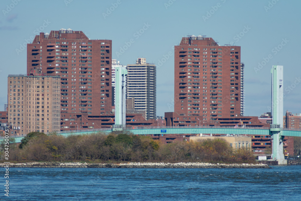 Upper East Side Skyline in New York City with Ward's Island Bridge ...