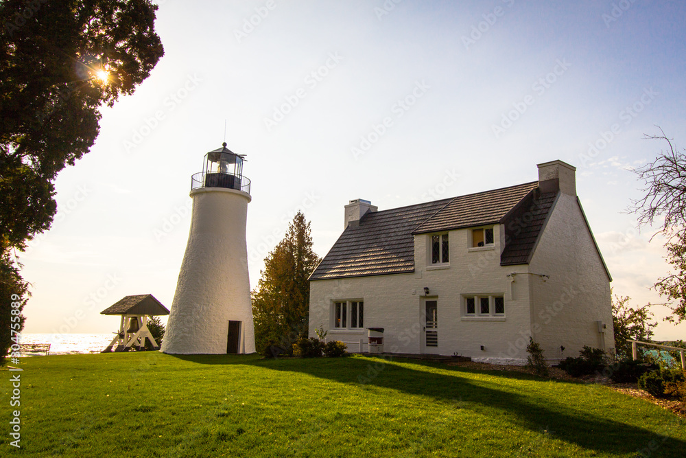 Haunted Great Lakes Lighthouse. The old Presque Isle Lighthouse on the ...