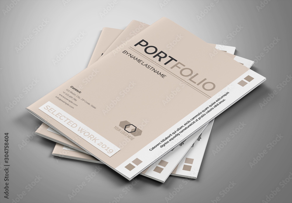 Design Portfolio Layout with Beige Accents Stock Template | Adobe Stock