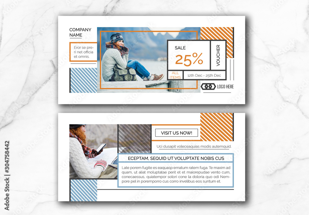 Voucher Layout with Multicolored Accents Stock Template | Adobe Stock