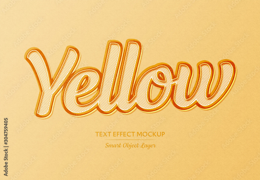 Yellow Stripe Text Effect Stock Template | Adobe Stock