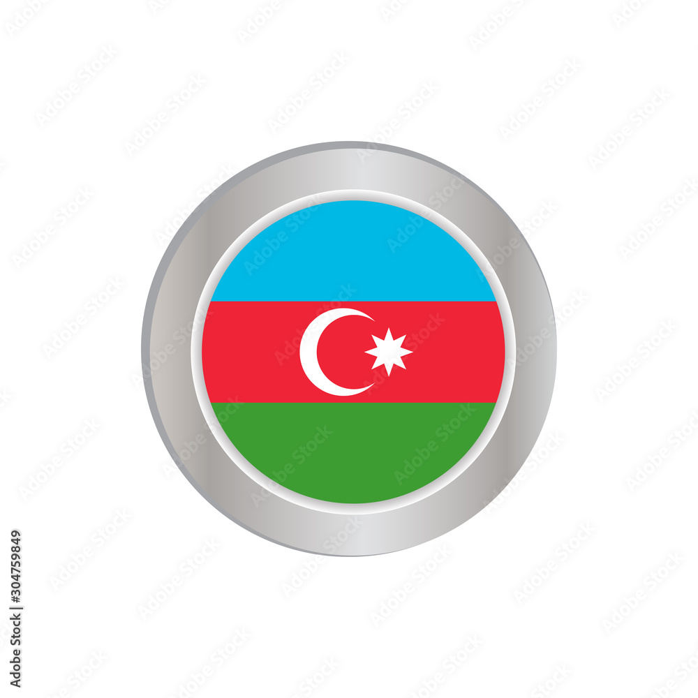 The horizontal three-color flag of Azerbaijan is isolated in official ...