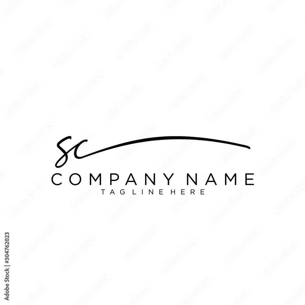 Initial letter SC Signature handwriting Logo Vector Stock Vector ...