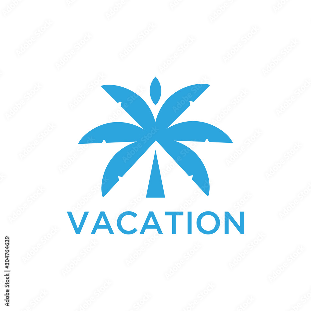 Vacation logo design template. Green palm inn seaside. The concept for ...