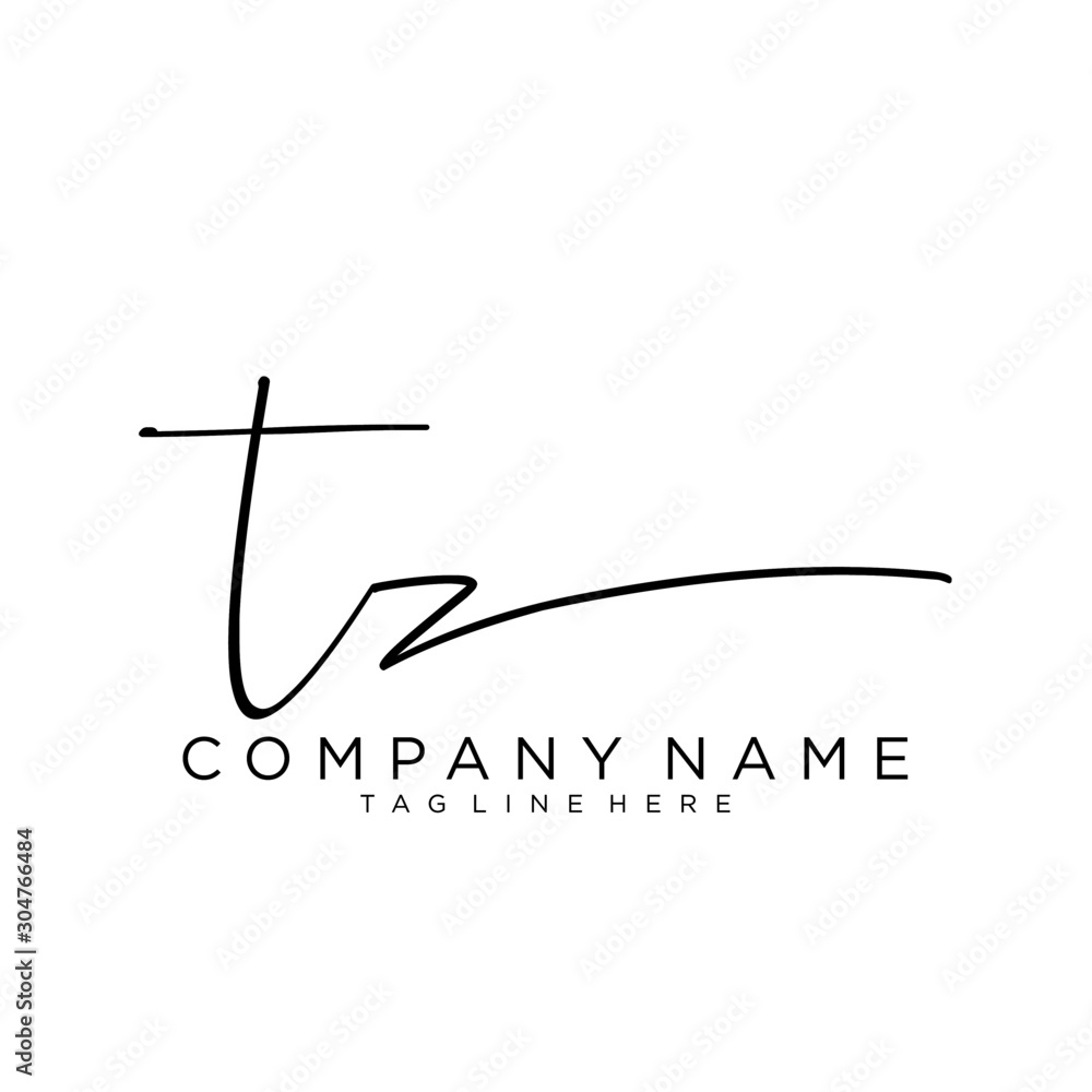 Initial letter TZ Signature handwriting Logo Vector Stock Vector ...